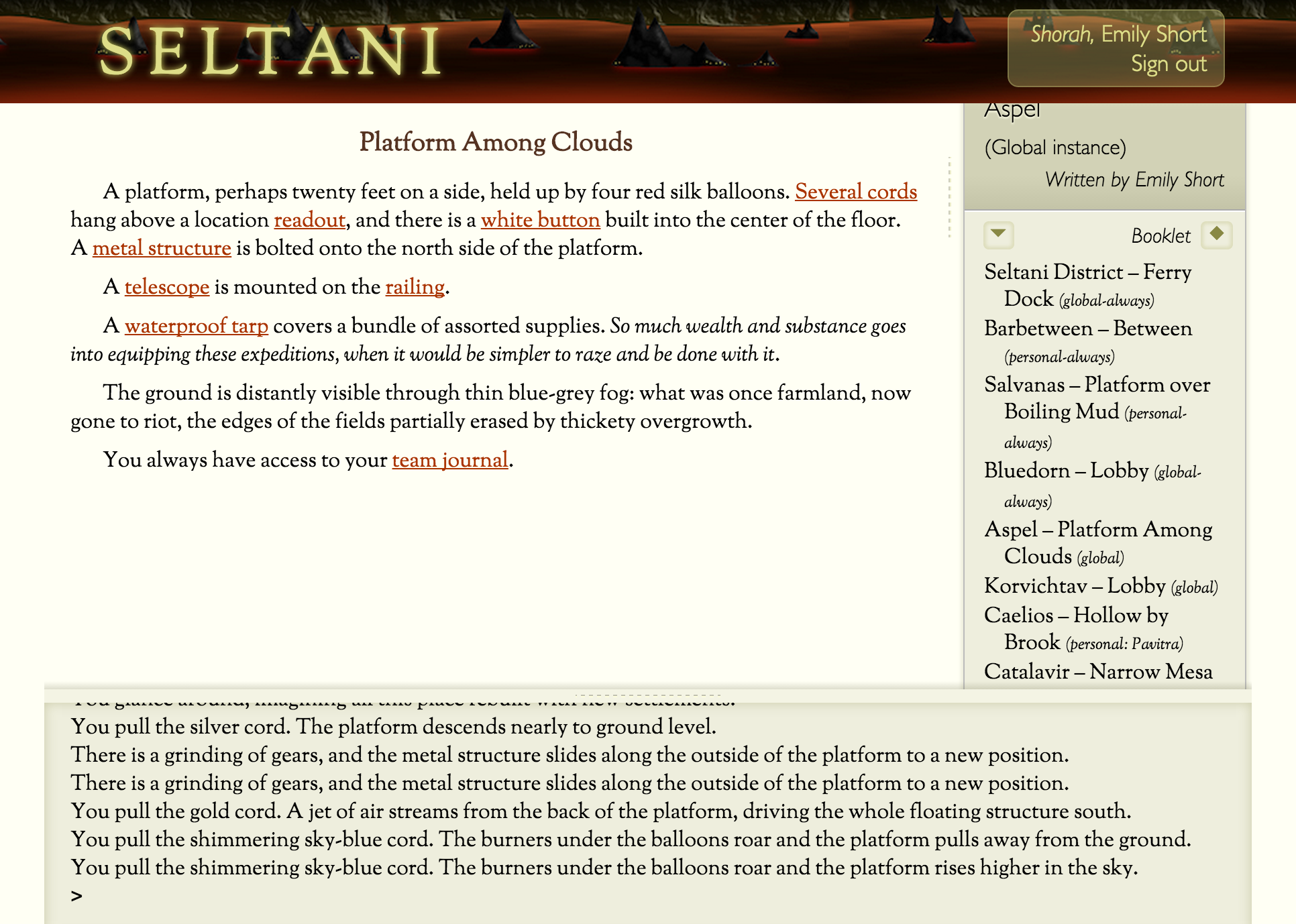 Writing for Seltani: an Aspel Post-mortem – Emily Short's Interactive ...